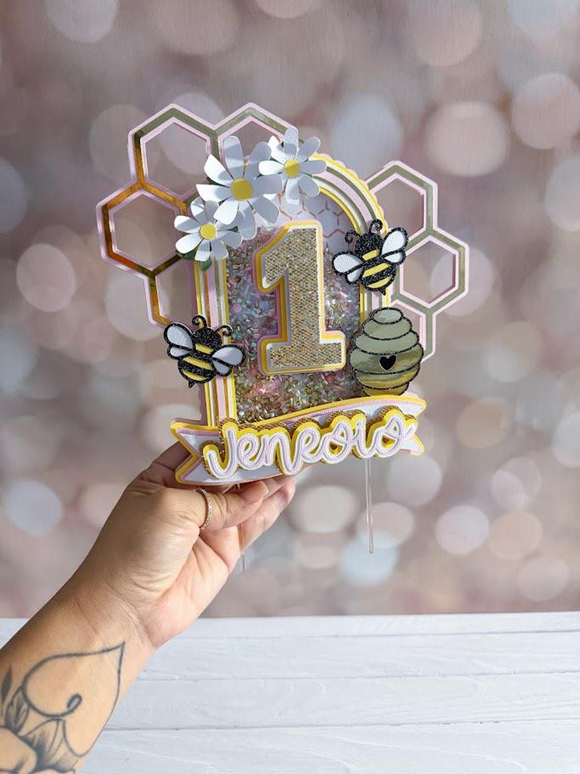 Bumble Bee First Birthday Cake Topper: Honeycomb Party Decor - Etsy