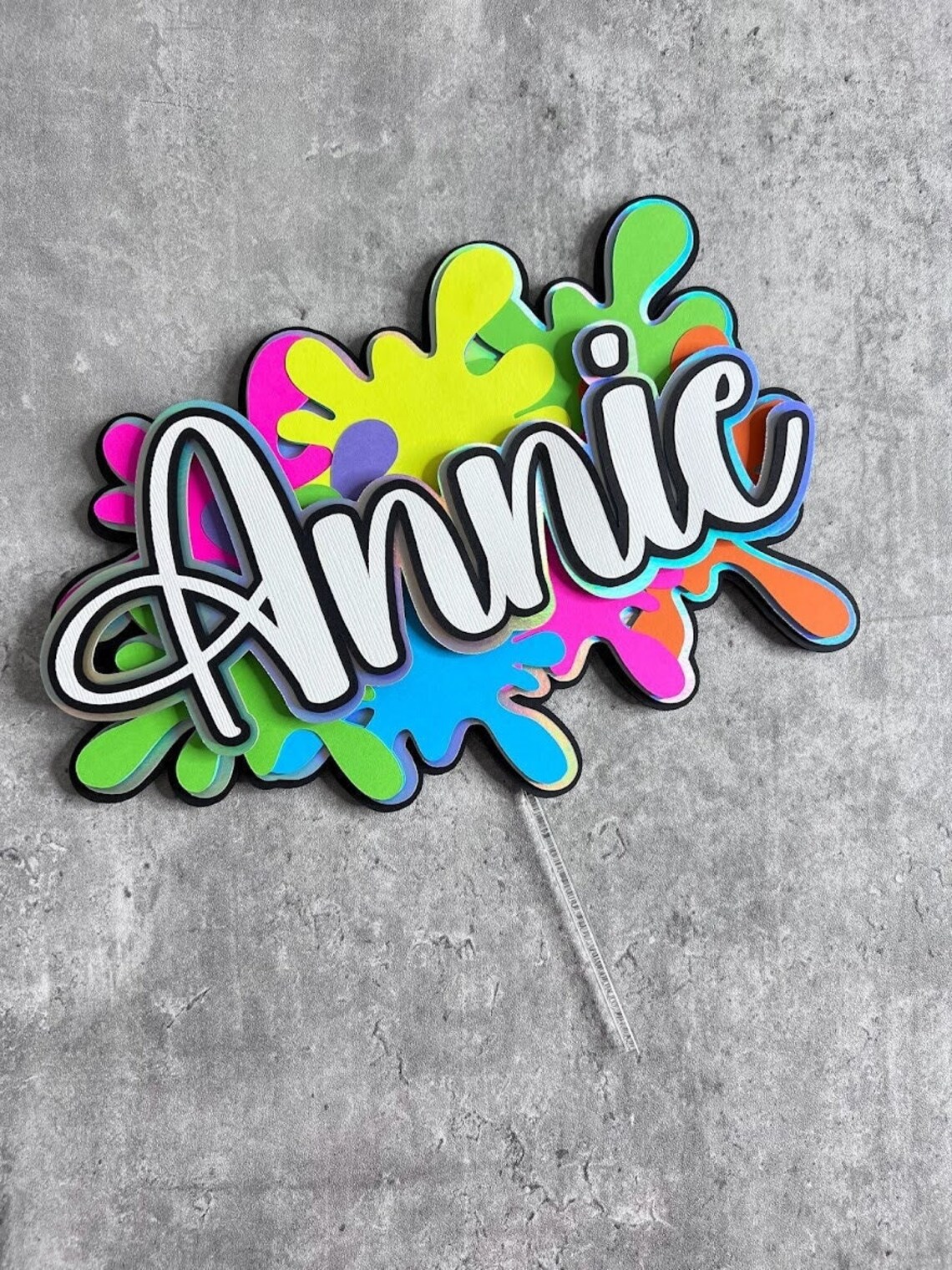 Paint Splatter Cake Topper Painting Party Cake Topper Neon - Etsy