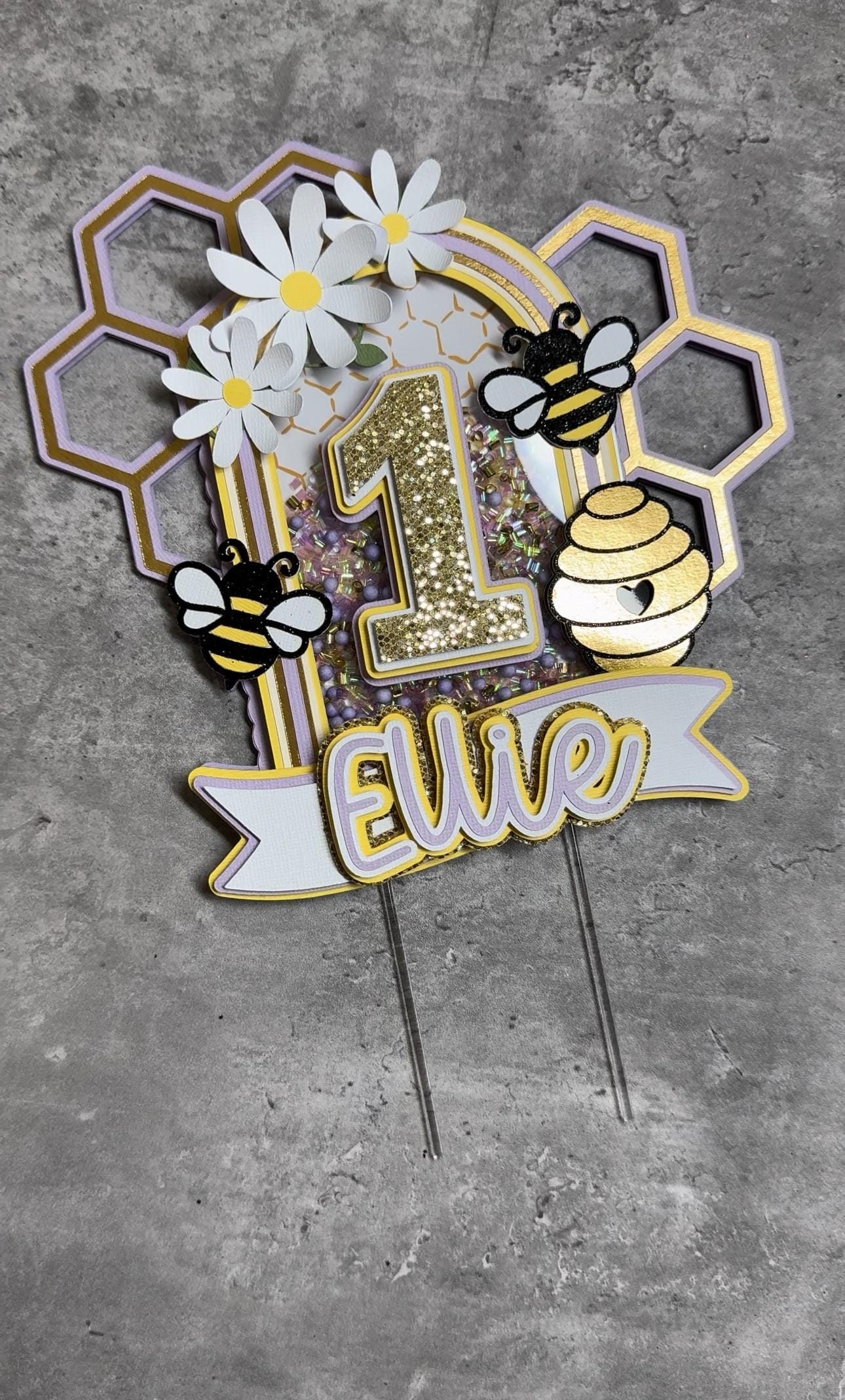 Bumble Bee First Birthday Cake Topper: Honeycomb Party Decor - Etsy