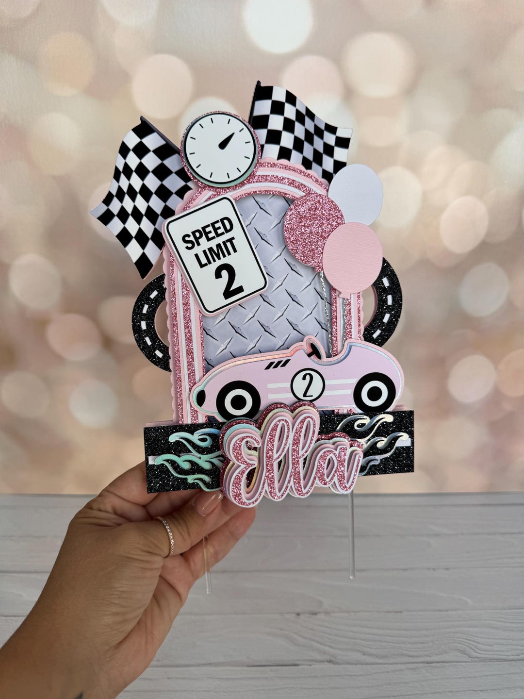 Girly Race Car Cake Topper: Pink Racing Birthday Decor - Etsy