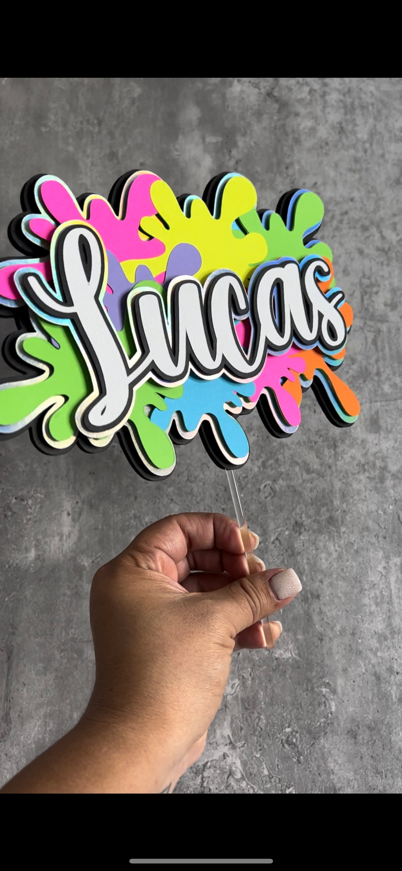 Paint Splatter Cake Topper Painting Party Cake Topper Neon - Etsy