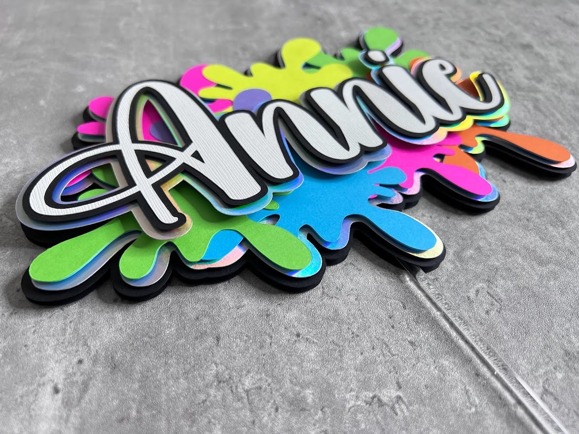 Paint Splatter Cake Topper Painting Party Cake Topper Neon - Etsy