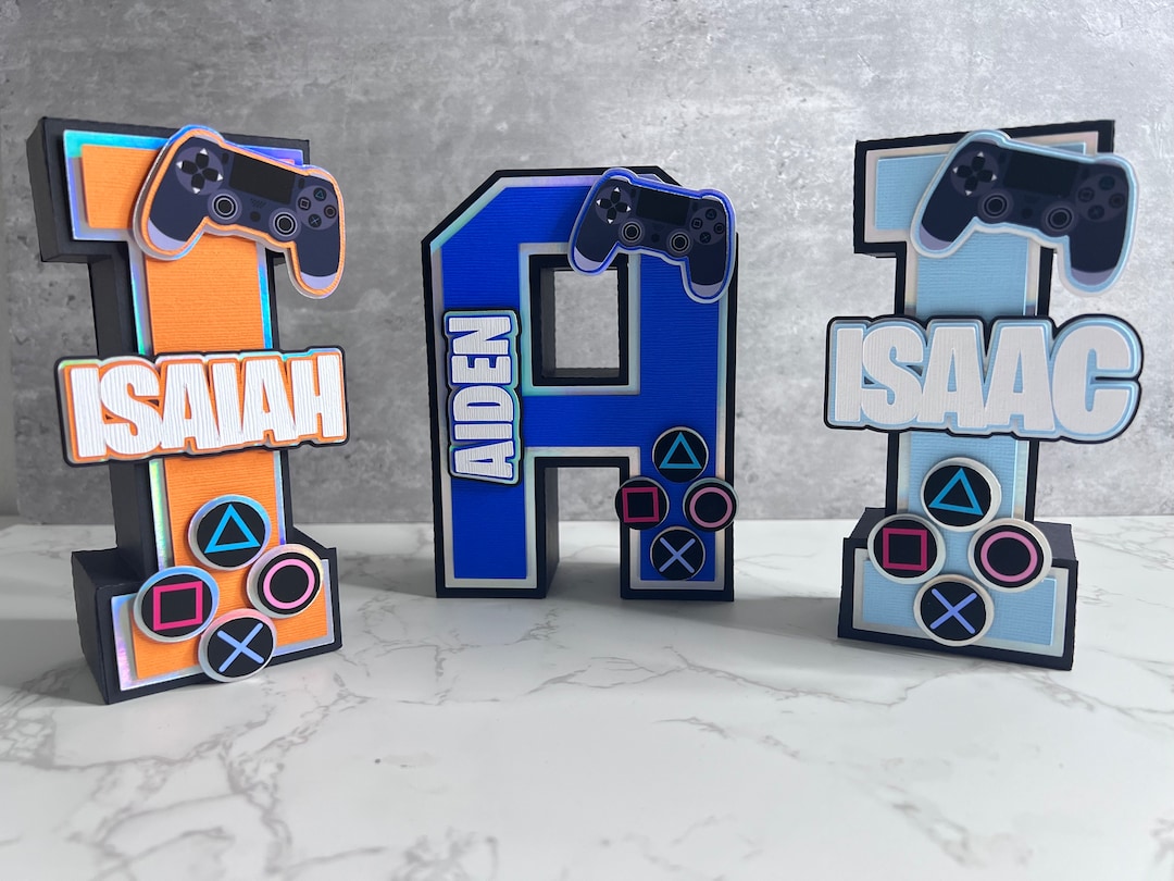 Gamer 3D Letter Cardstock, Paper Letter or Number, Gamer Birthday Decor ...