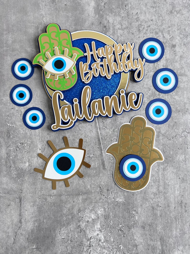 Hamsa Cake Topper Set Evil Eye Cake Topper - Etsy