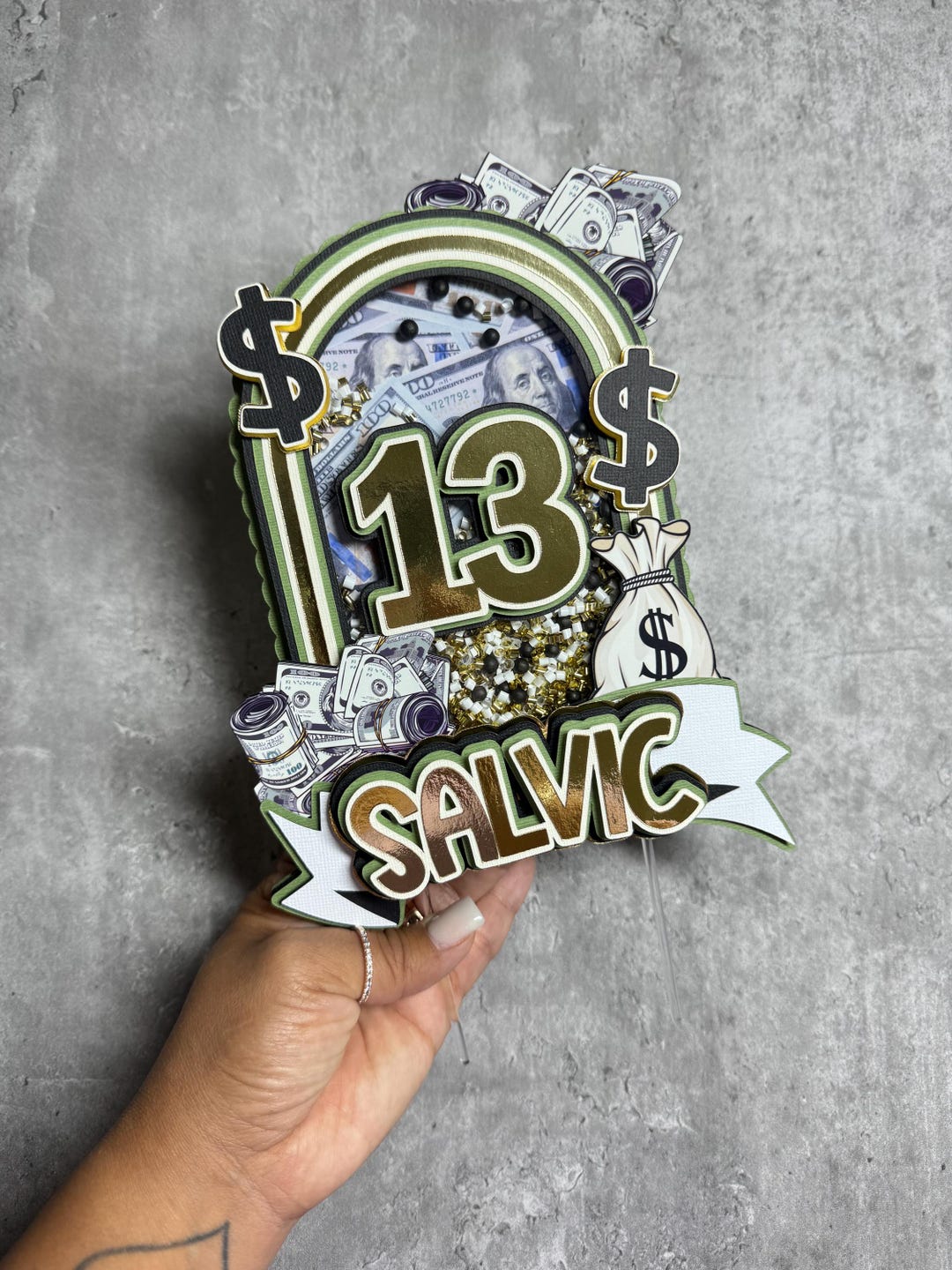 Money Theme Cake Topper, Money Cake Topper, Money Bag Birthday, Cash ...