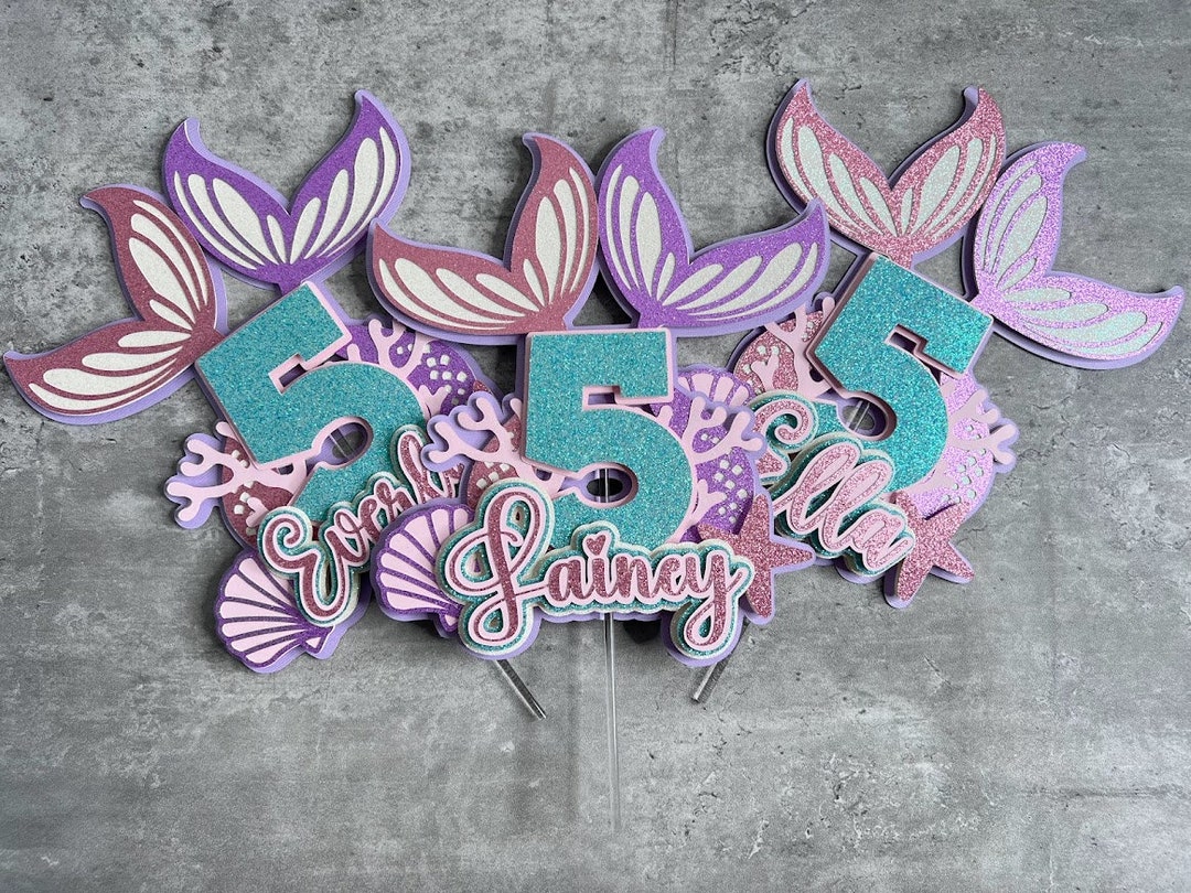 Mermaid Tail Birthday Cake Topper: Custom Party Decoration - Etsy