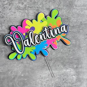 Paint Splatter Cake Topper, Painting Party Cake Topper, Neon Glow Party ...