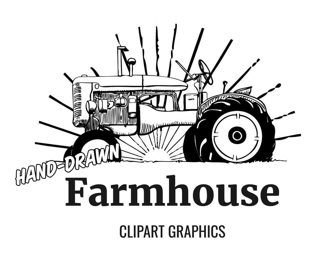 Farmhouse Clipart Graphics PNG JPG PDF Vintage Clip Art Farm Digital ...