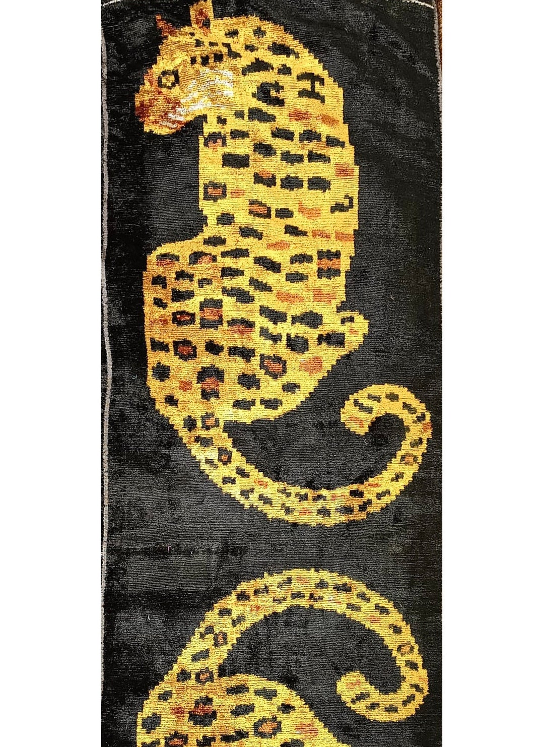 Leopard Velvet Fabric, Panther Silk Ikat Cloth, Handwoven Geometric ...