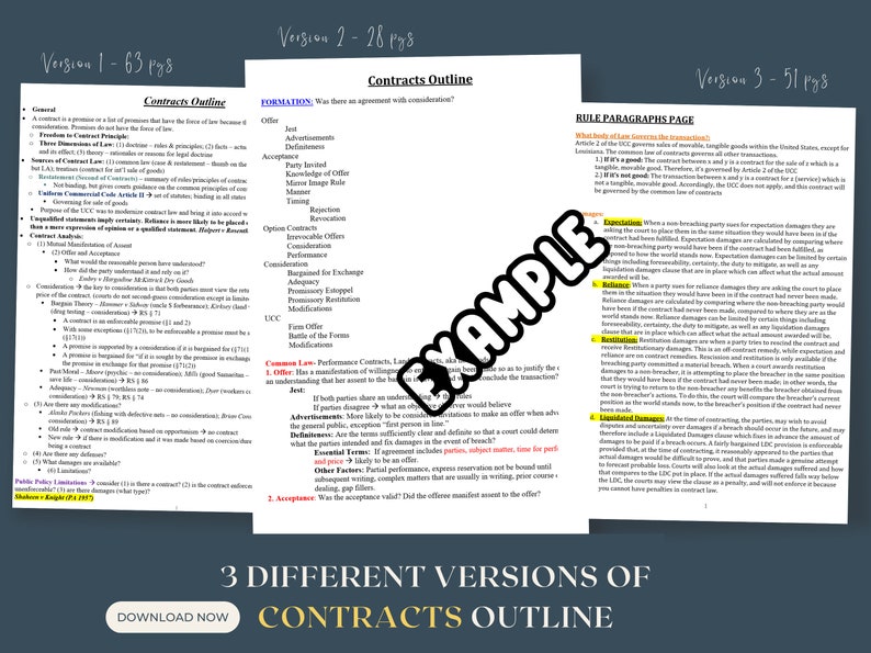 1L Law School Outline Bundle | 6 Subjects | 18 Word Doc Outlines (961 ...
