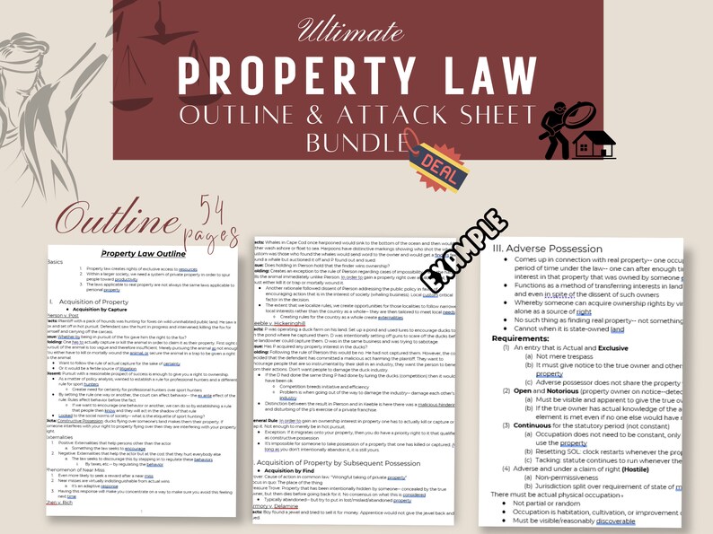 2023 1L Real Property Outline and Attack Sheet Study Bundle: Property ...