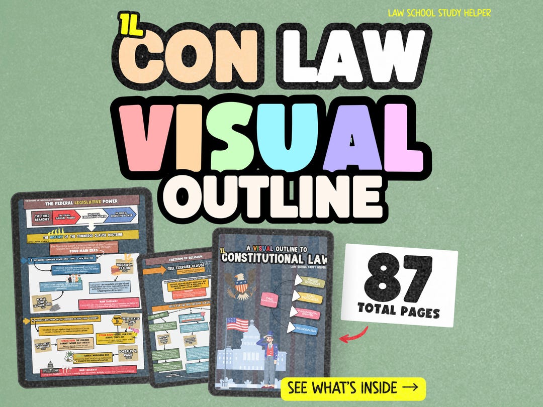1L Constitutional Law VISUAL OUTLINE – 87 Pages | Color-coded Charts ...