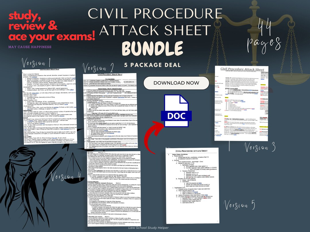 2023 Civ Pro Attack Sheet BUNDLE 5 Different Civ Pro Attacks Sheets for ...
