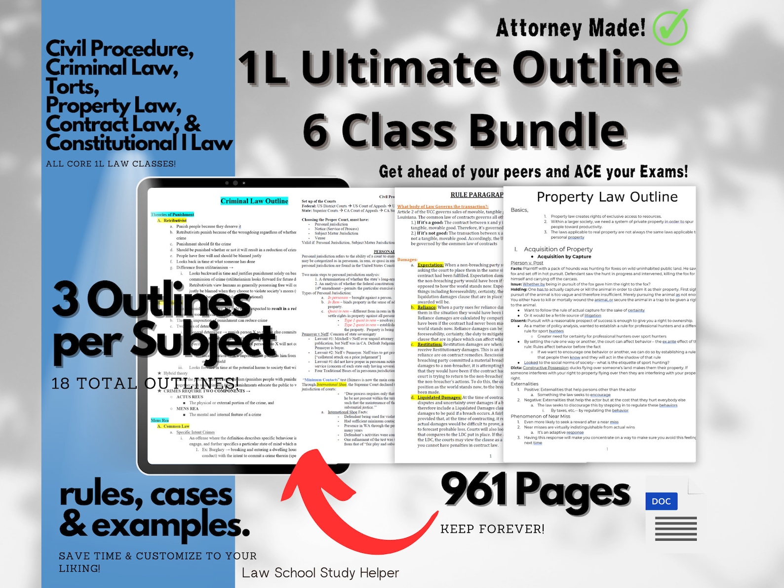 2023 ULTIMATE 1L Outline 6 Class BUNDLE 18 Total Outlines 3 Each for ...