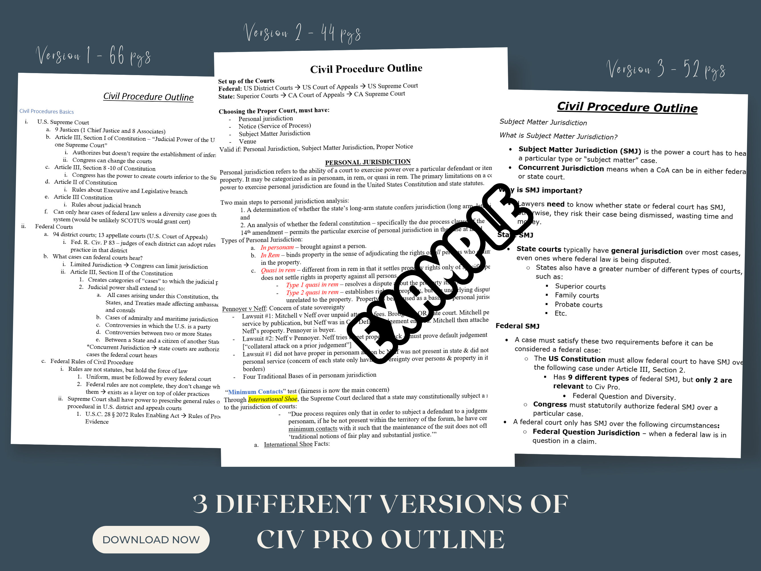1L Civil Procedure COMPLETE Study Kit – 412 Pages | Outlines, Charts ...