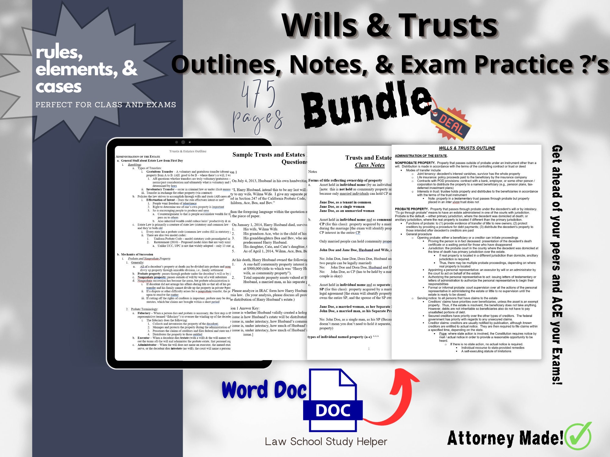 Wills and Trusts Law School Study Bundle | 4-part Bundle: 2 Outlines ...
