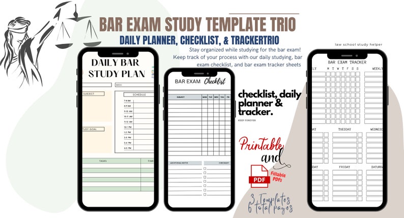 2023 Bar Exam Checklist, Daily Planner and Progress Tracker Studying ...