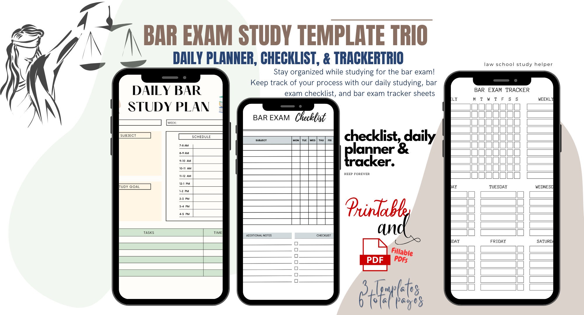 2023 Bar Exam Checklist, Daily Planner and Progress Tracker Studying ...