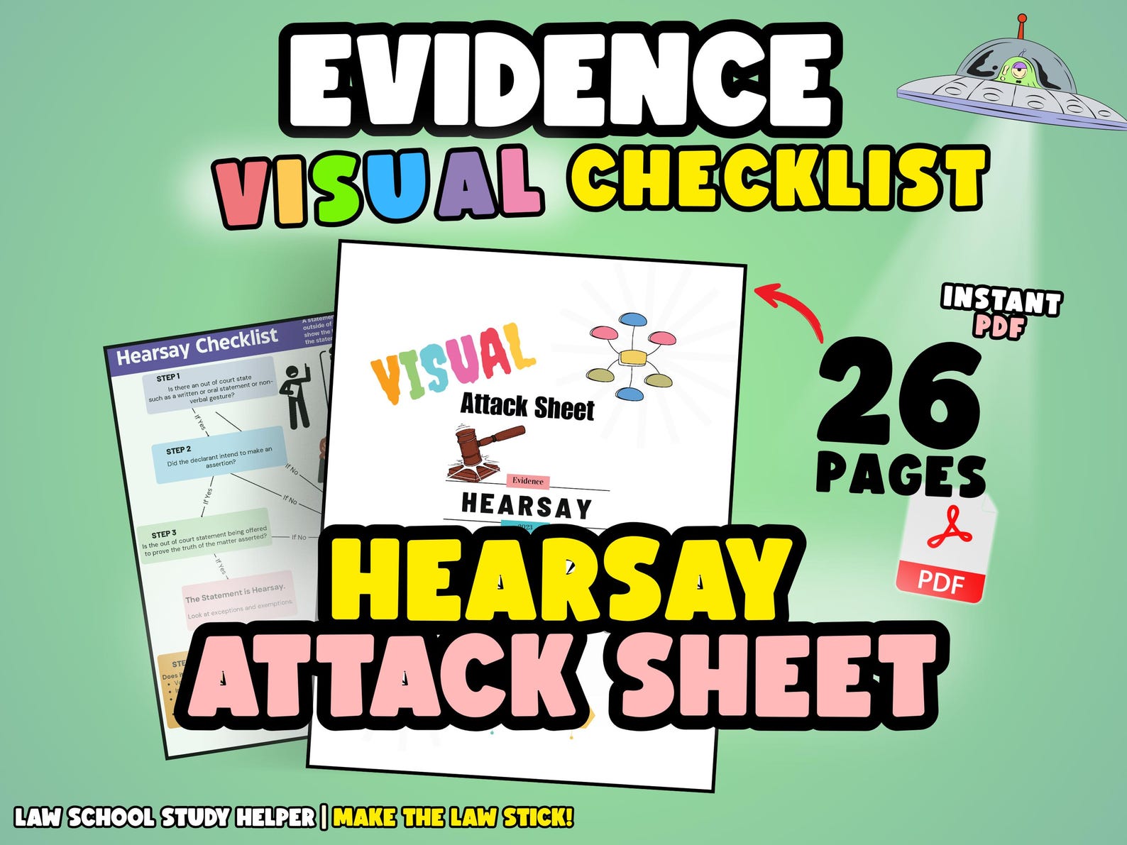 Hearsay VISUAL Attack Sheet – Law School EVIDENCE Aid | Checklist ...
