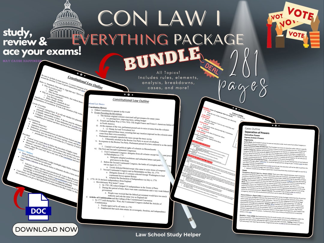 1L Con Law I EVERYTHING Mastery Bundle In-depth Outlines, Comprehensive ...