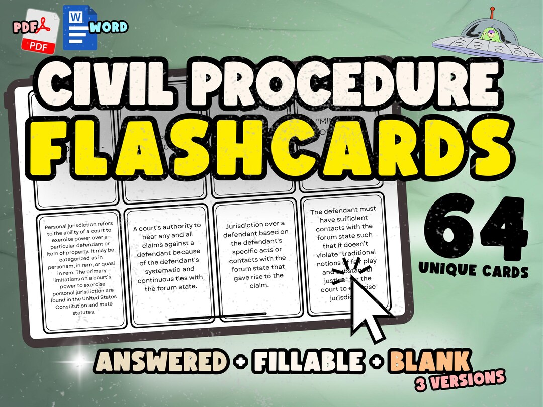 Civil Procedure Flashcards – Law School Study Aid (PDF & Word) - Etsy