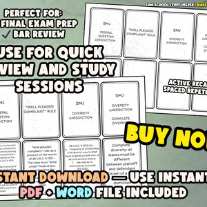 Civil Procedure Flashcards – Law School Study Aid (PDF & Word) - Etsy