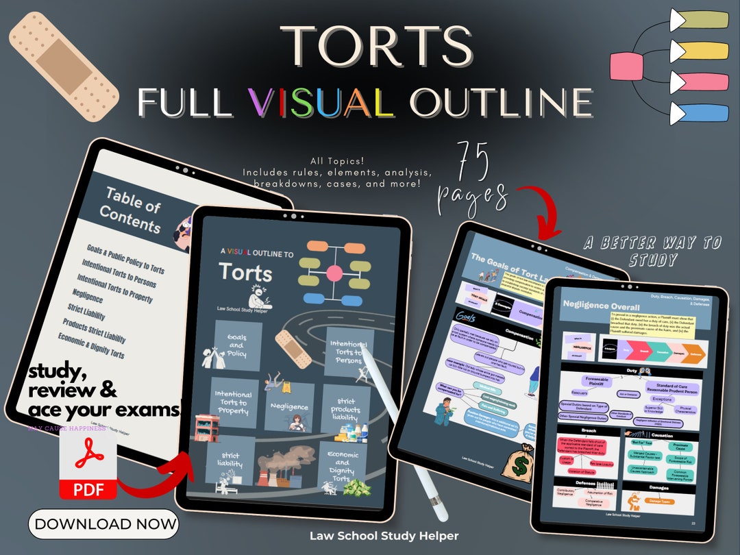 2023 1L Torts Complete Visual Torts Outline for 1L Mastery 75-page ...