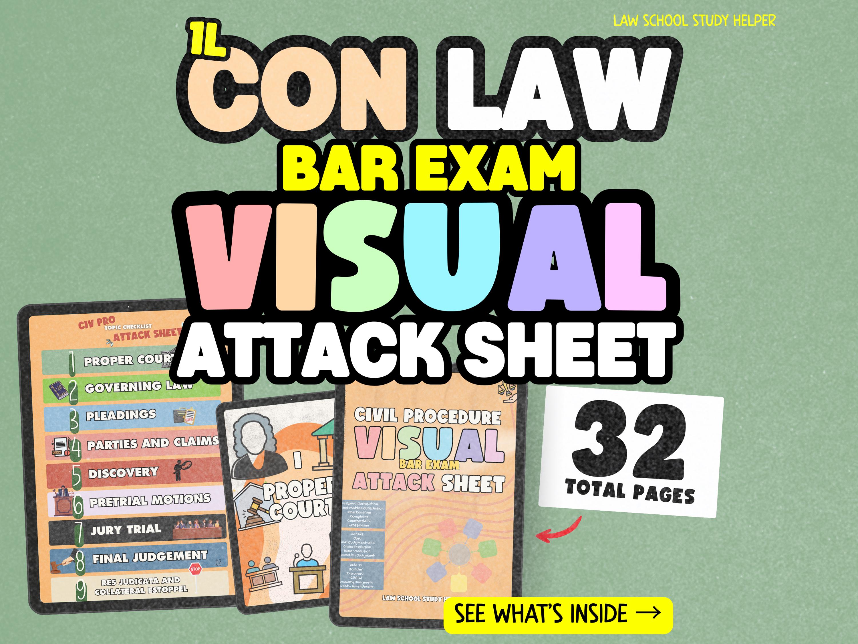 Visual Civ Pro Bar Exam Attack Sheet: Comprehensive Guide (digital ...