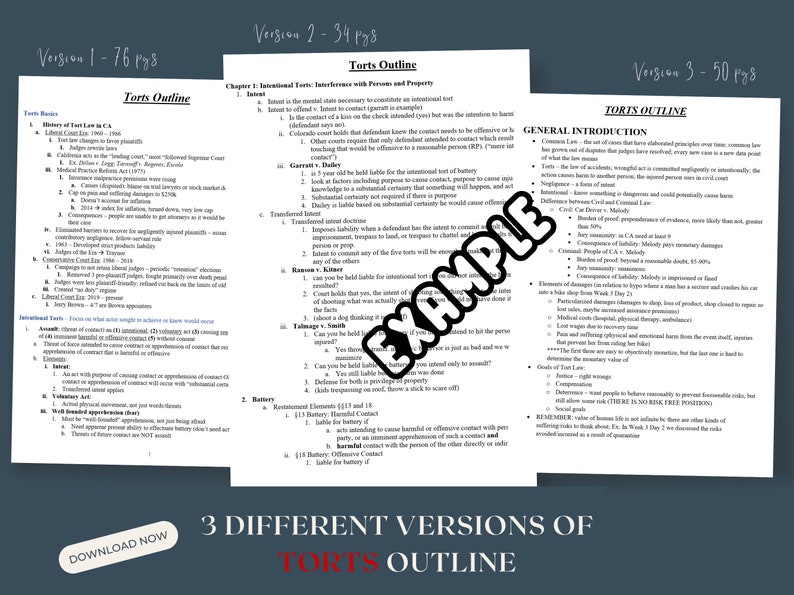 1L Law School Outline Bundle | 6 Subjects | 18 Word Doc Outlines (961 ...