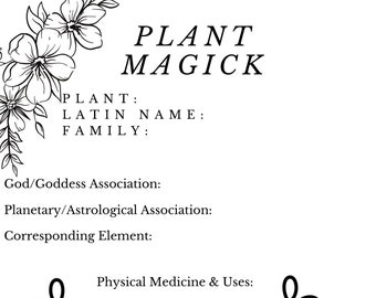 Witchy Printable Herbal Monograph Prompt add to Notebooks | Etsy