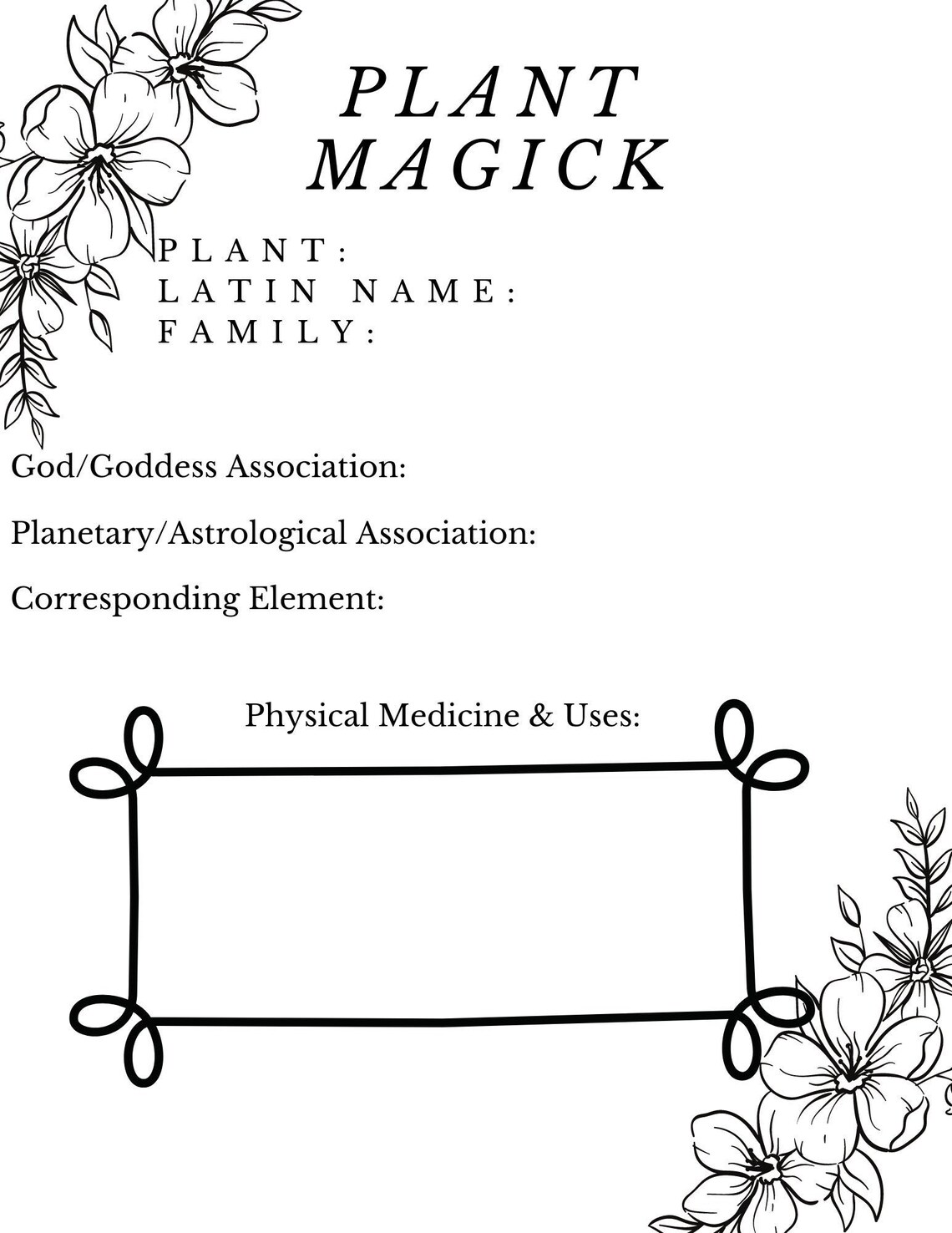 Witchy Printable Herbal/plant Witch Prompt, Add to Notebooks, Book of ...