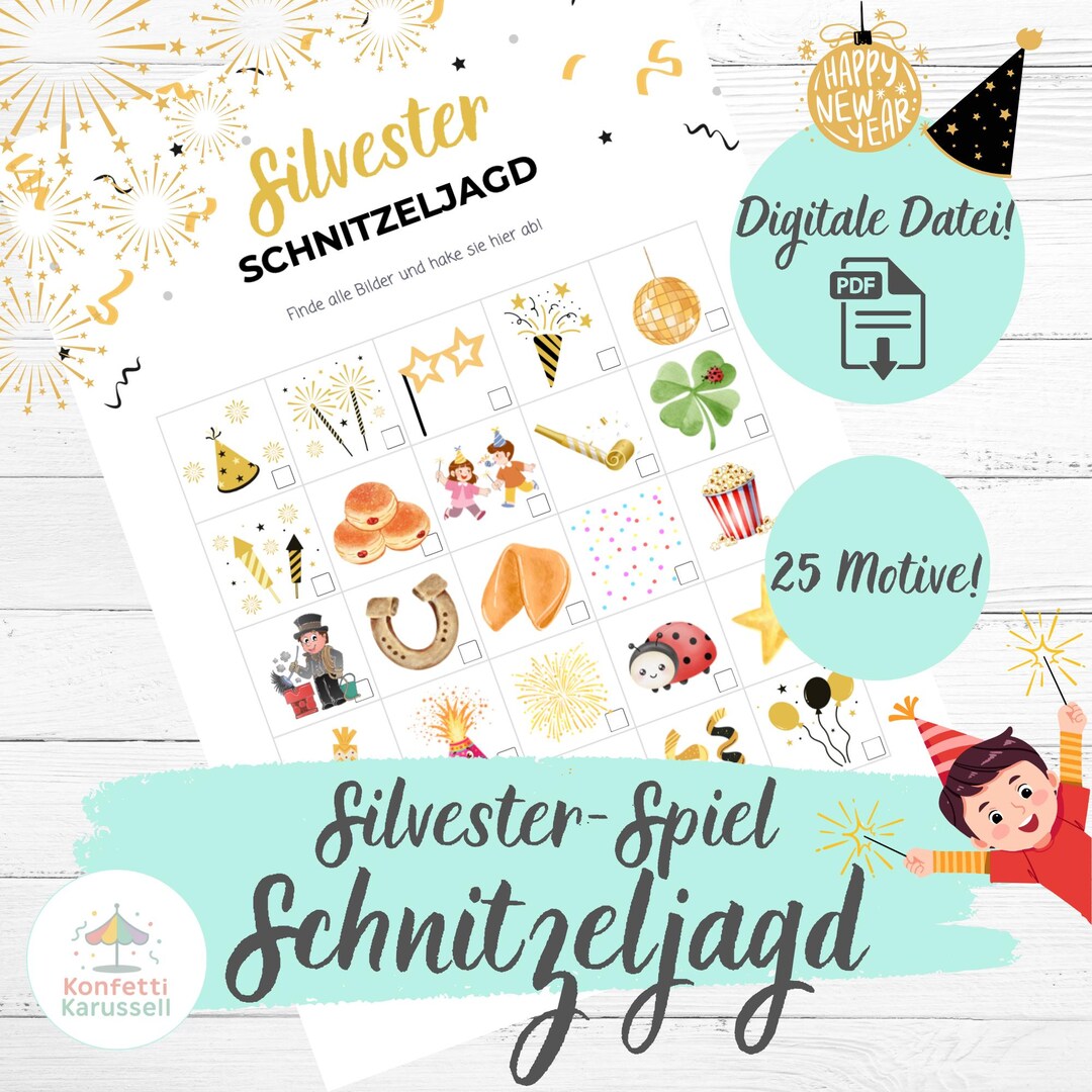New Year's Eve Treasure Hunt for Kids | Indoor Scavenger Hunt | 25 ...