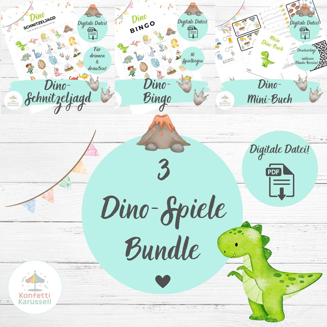 Dinosaur Games Bundle for Kids' Birthday Parties | Treasure Hunt ...