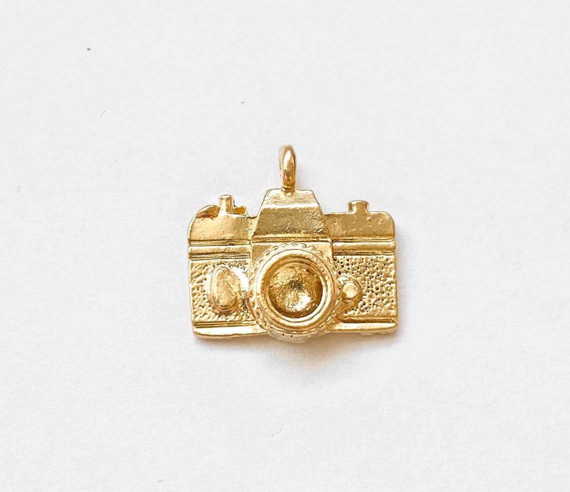 Camera chain pendant brass gold plated | Etsy