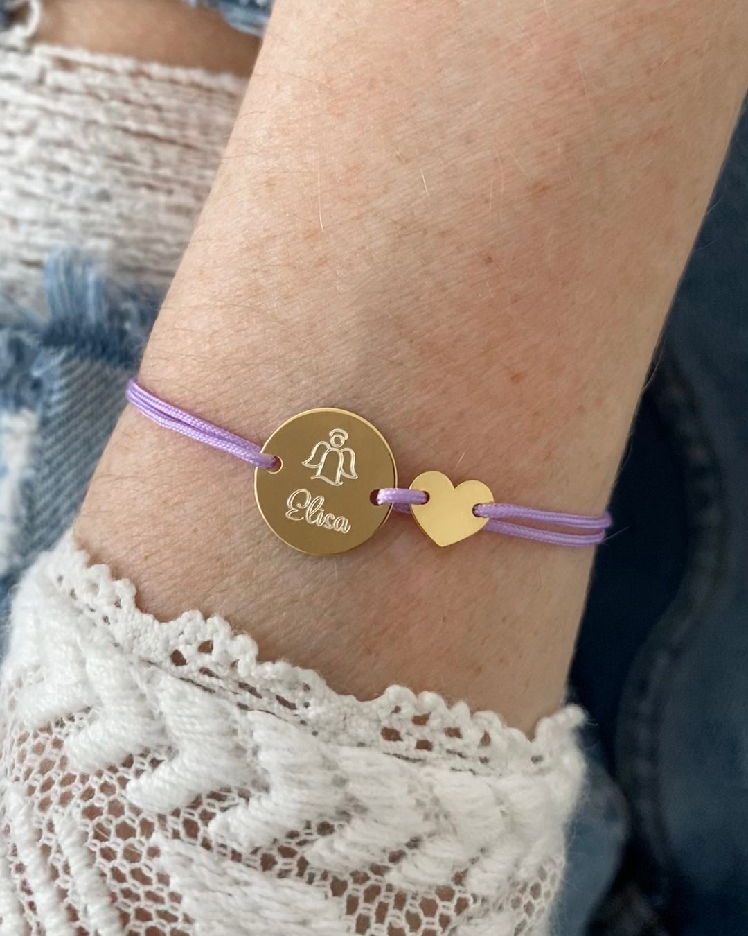 Engraving Bracelet Personalized Heart Gift Baptism Birthday Name ...