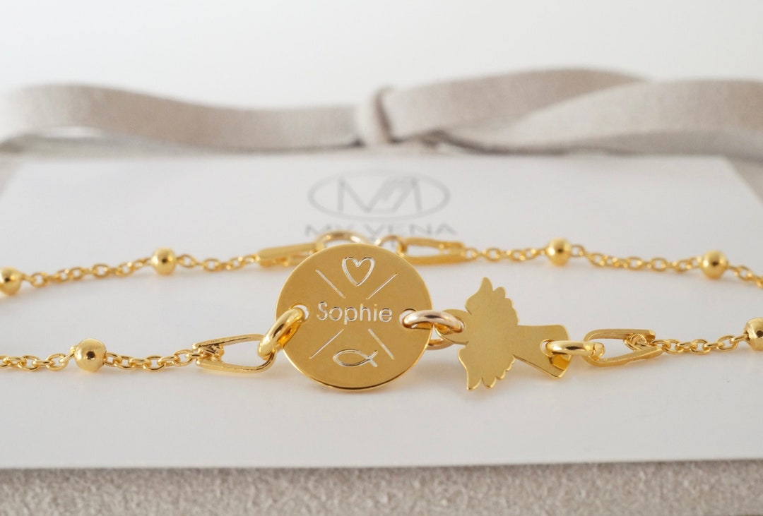 Communion Confirmation Baptism Maid of Honor Bracelet Personalized Name ...