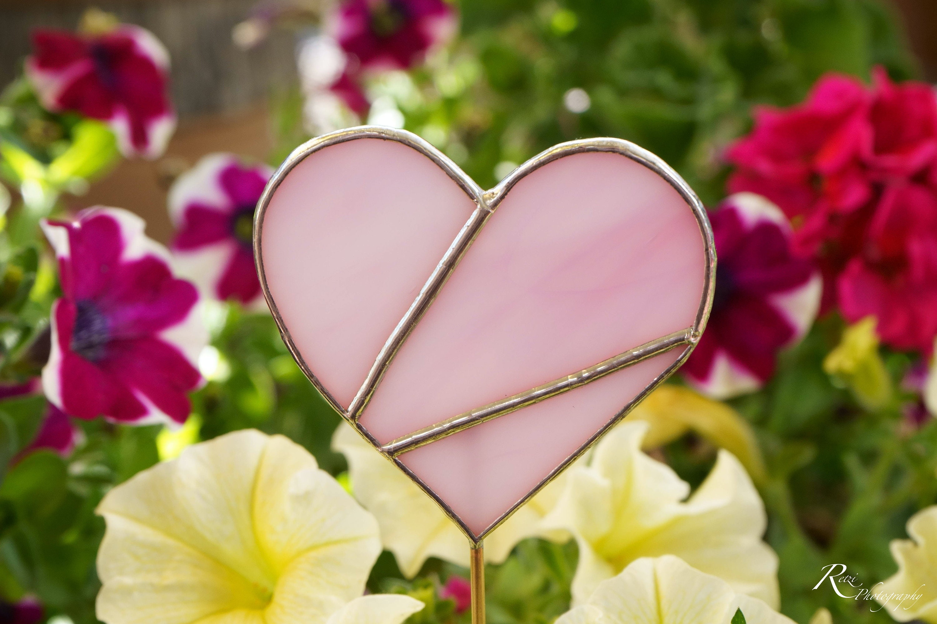 Stained Glass Plant Stake Heart | Etsy