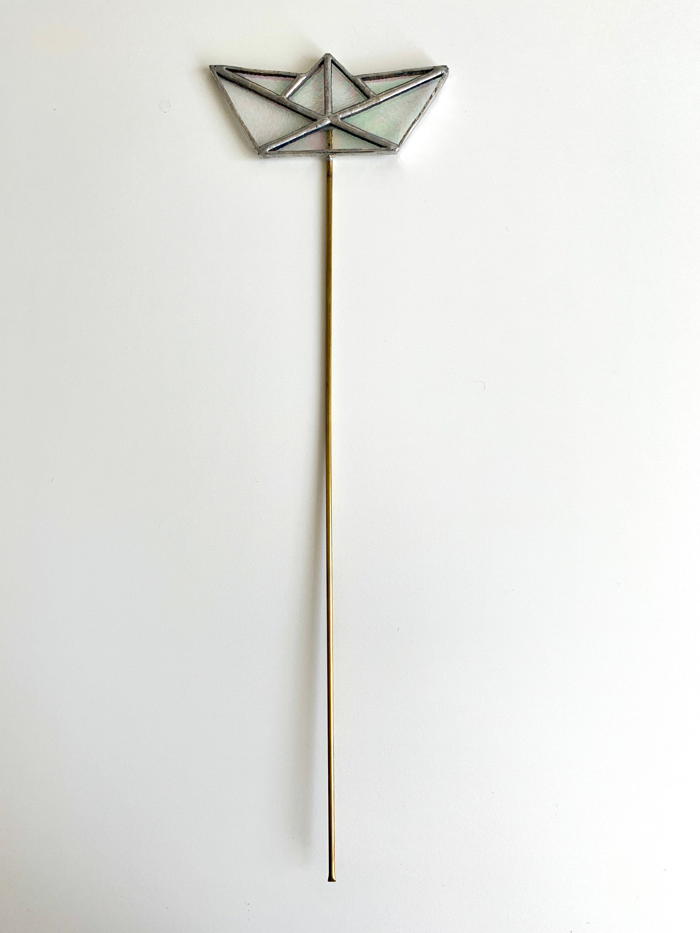 Maritime Stained Glass Plant Stake Boat | Etsy