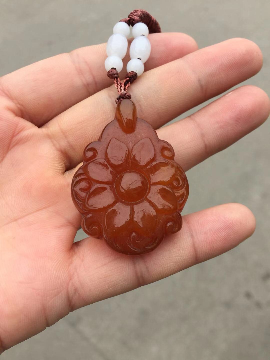 Natural charm fashion Hand-made red agate lovely bloom flower | Etsy