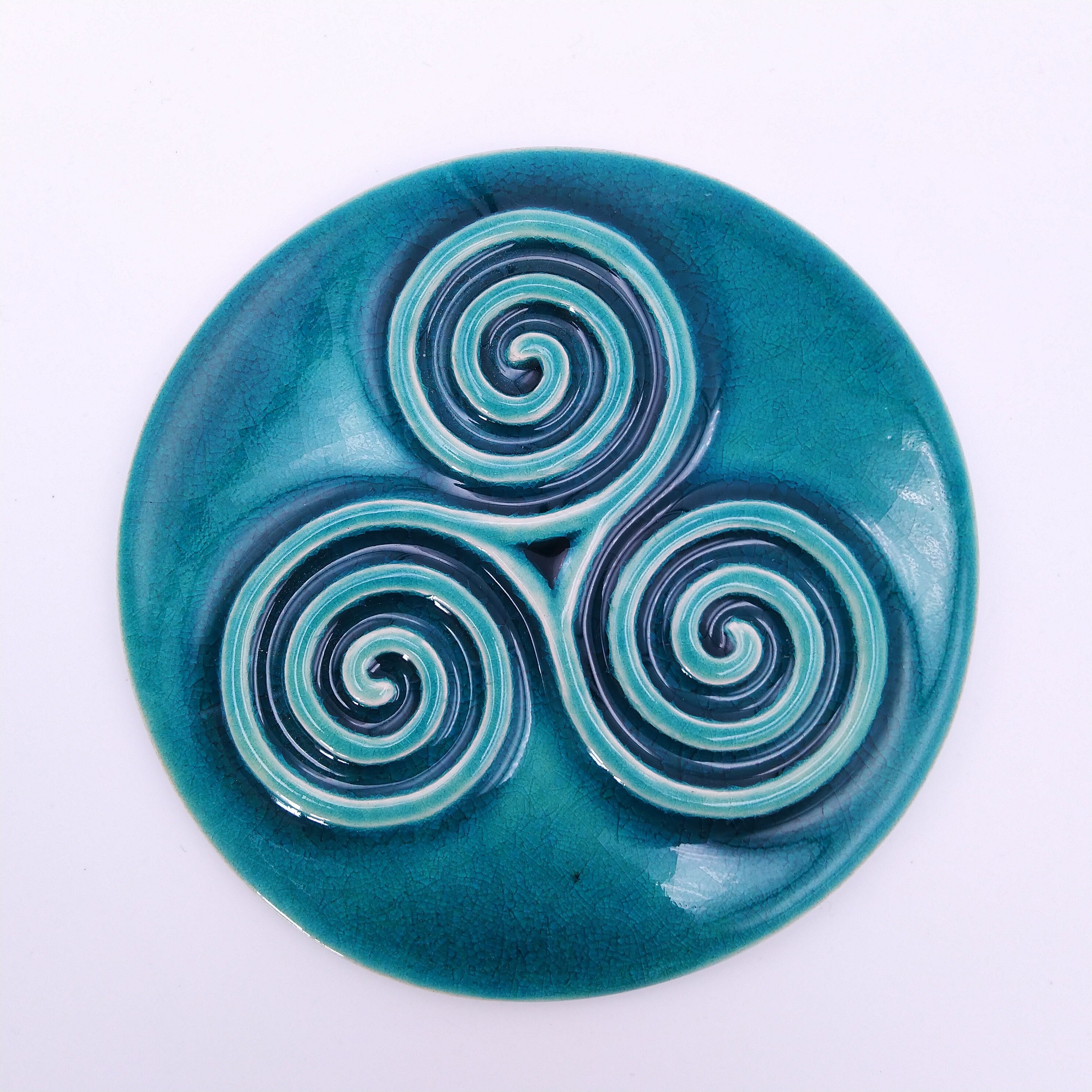 Triskelion Celte En Céramique Bleu Vert Turquoise Transparente, Ø 10 ...