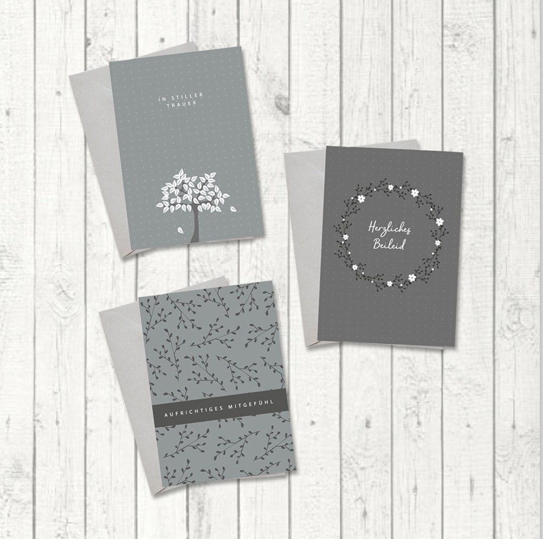 3 X Mourning Card // Condolence Card, Sympathy Card, Bereavement ...