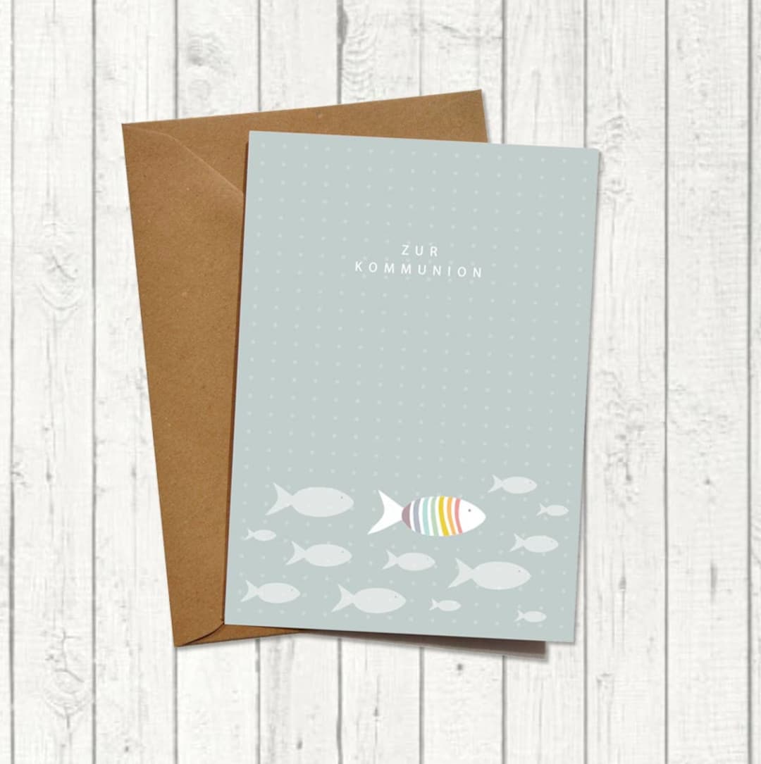 Communion Greeting Card rainbow Fish / Communion Card, Communion Card ...