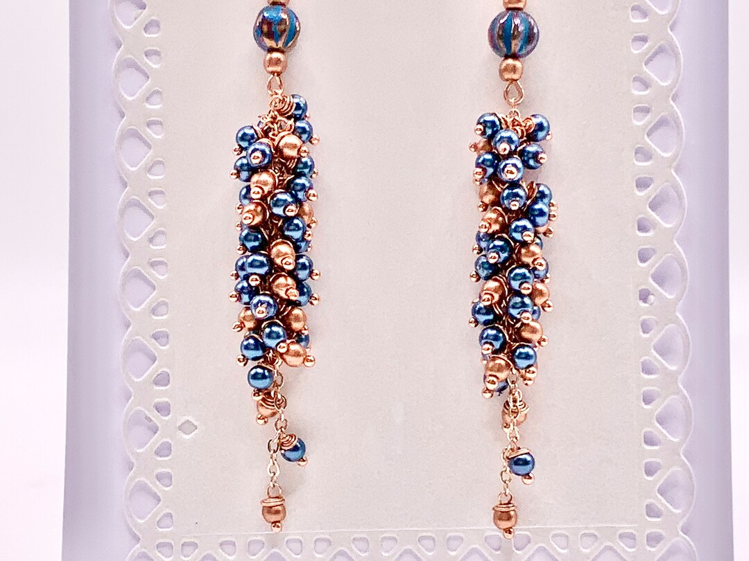 Chandelier/cluster/bubble/waterfall Turquoise and Copper Earrings ...