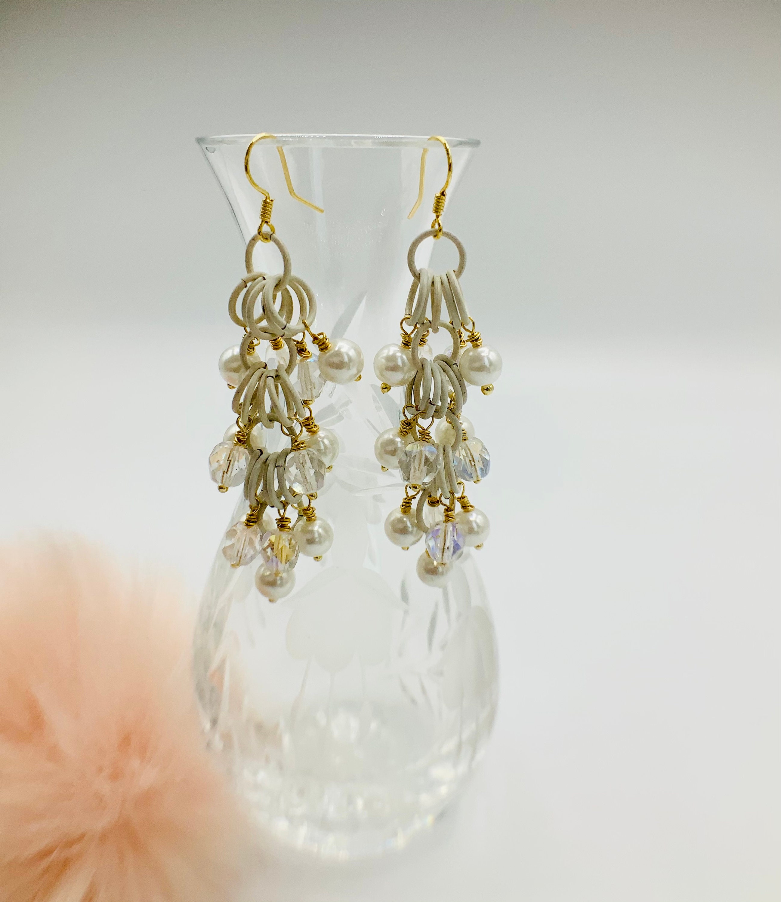 Cluster/bubble Drop Earrings White Rings Pearls and - Etsy UK