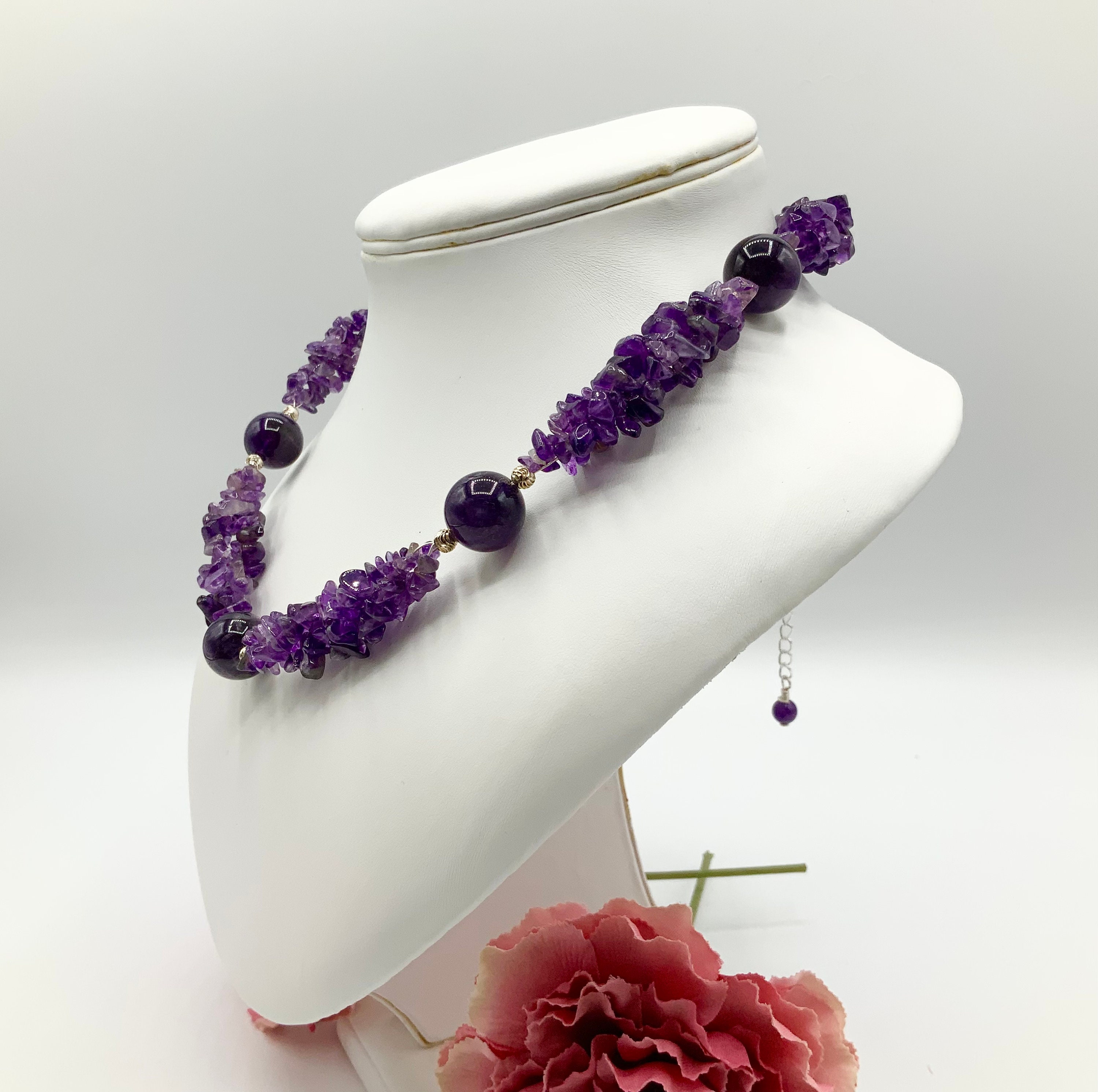 Amethyst Cluster Necklace Ladies Gift Cluster Waterfall Grape Necklace Etsy