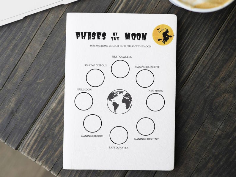 Phases of the Moon Worksheet for Kids | Halloween Printable Science ...