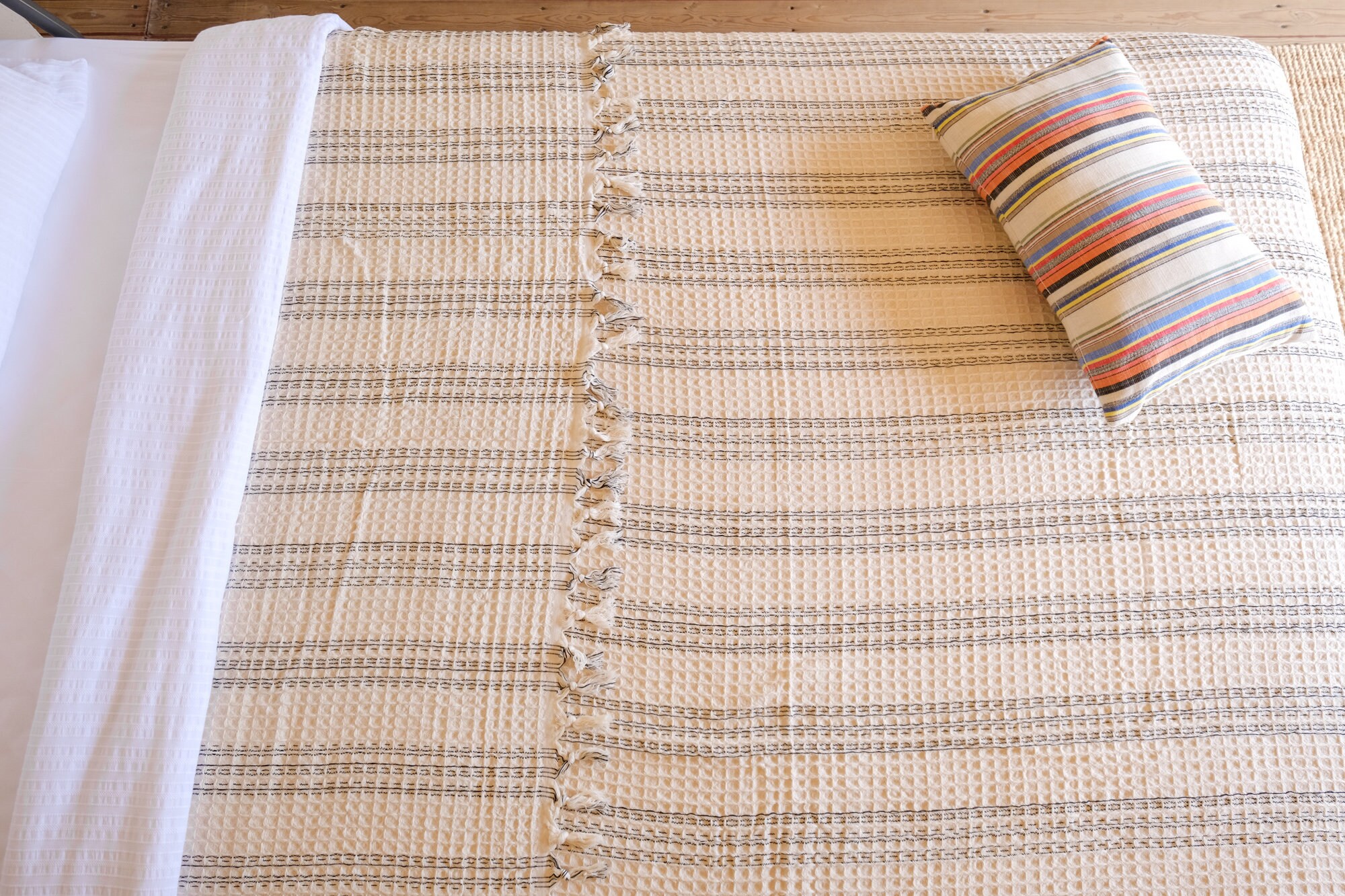 Turkish Bed-cover With Black Stripes Light-weight Waffle - Etsy
