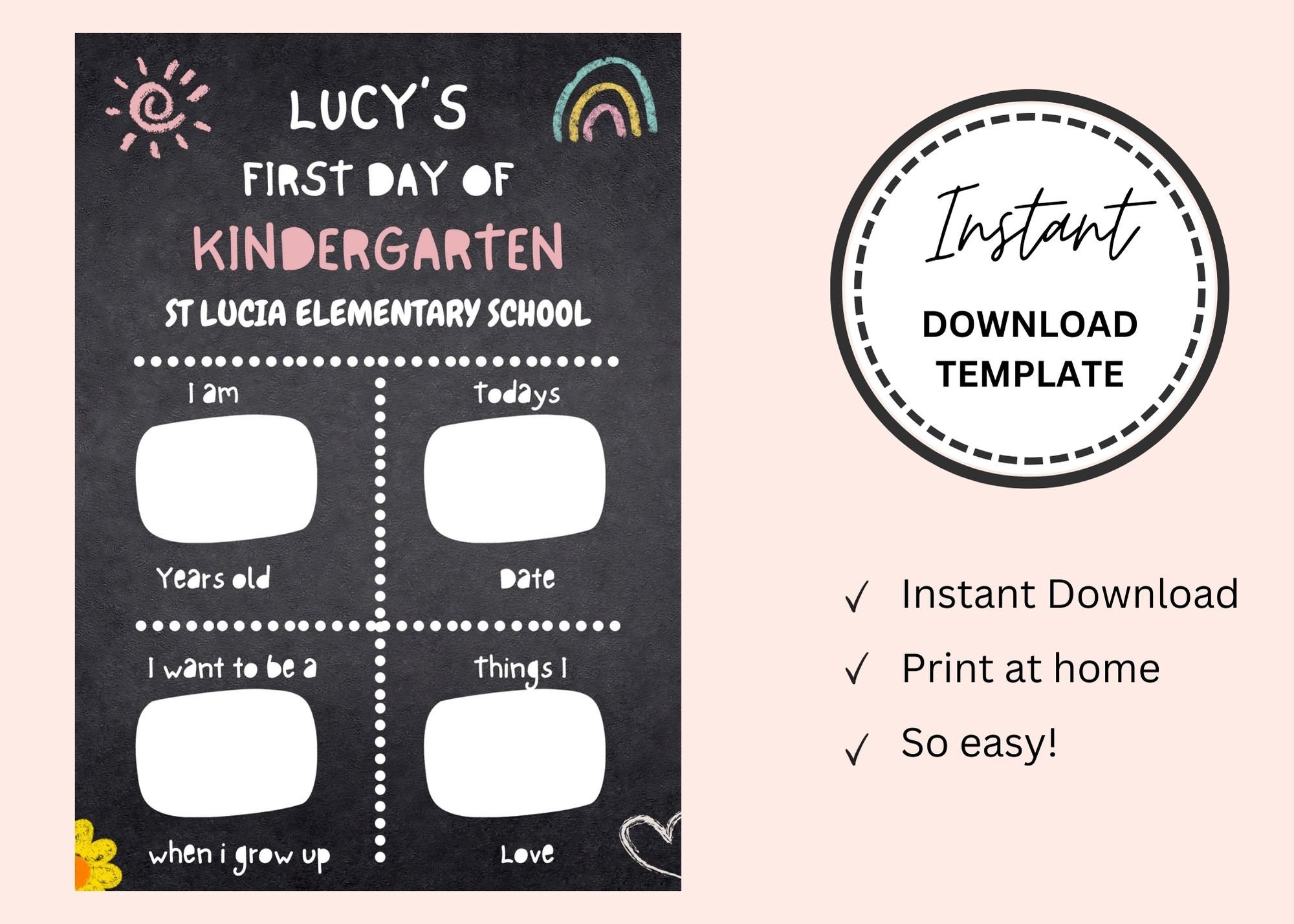 Editable First Day of School Sign: Customizable Back-to-school ...