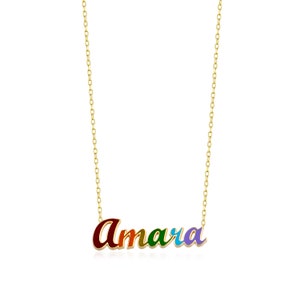 Colorful Nameplate Necklaces - Rainbow Enamel Name Jewelry - Custom ...