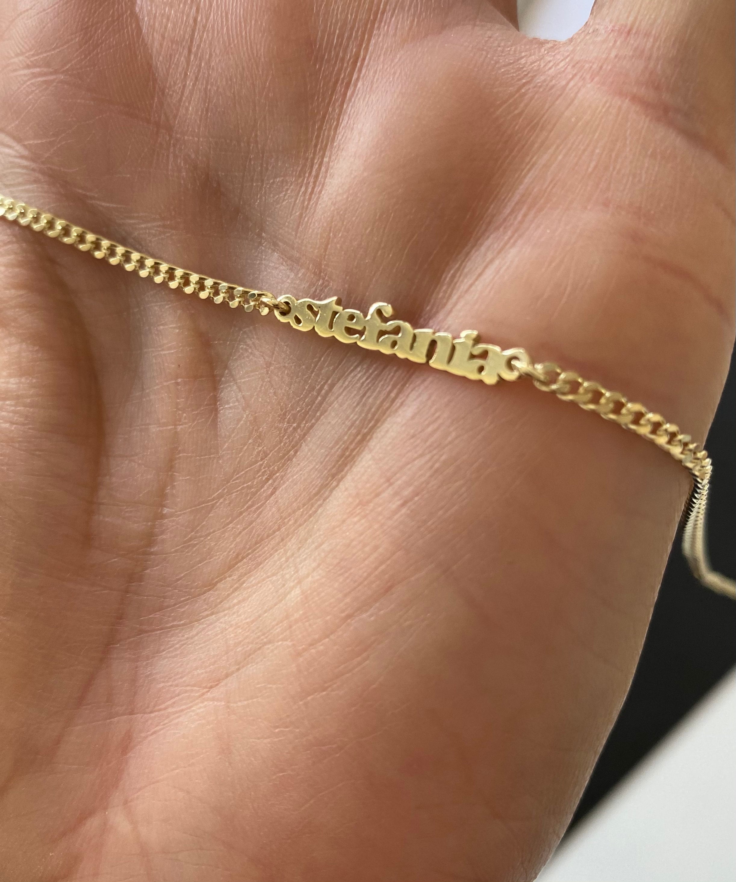 Custom Name Bracelet Bold Curb Chain Simple Block Name - Etsy